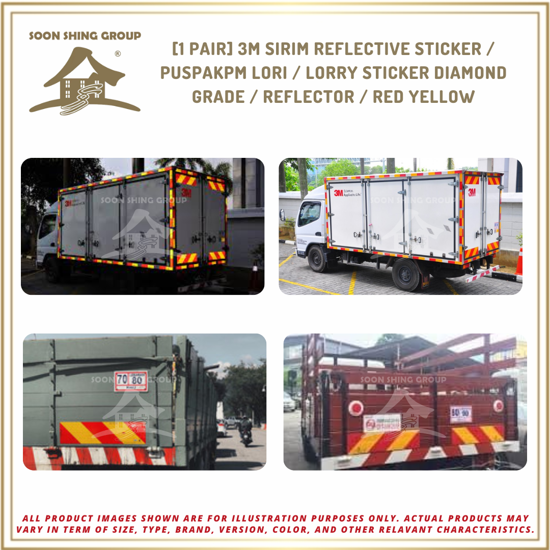 [1 PAIR] 3M SIRIM REFLECTIVE STICKER / PUSPAKPM LORI / LORRY STICKER DIAMOND GRADE / REFLECTOR ...